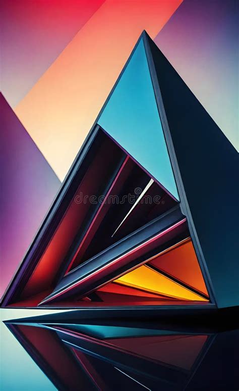 Triangular Object With A Futuristic Design Embedded Stock Illustration