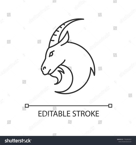 Capricorn Zodiac Sign Pixel Perfect Linear Stock Vector Royalty Free 1778285957 Shutterstock
