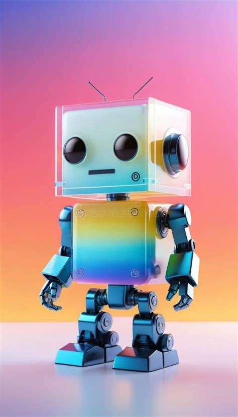 Cubic Robot Blind Box 3d Cartoon Design Translucent Pvc Pop Art Style Gradient Background