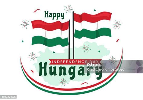 해피 헝가리 독립 기념일 벡터 일러스트레이션 헝가리 흔들리는 깃발 배경은 공휴일 플랫 만화 손으로 그린 템플릿 8월에 대한 스톡 벡터 아트 및 기타 이미지 Istock