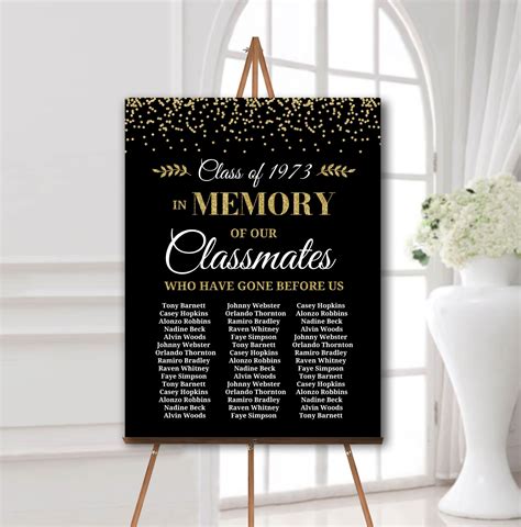 Reunion Memorial Sign In Memory Of Classmates Sign Class Etsy Class