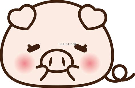 無料イラスト 豚さん 微笑み
