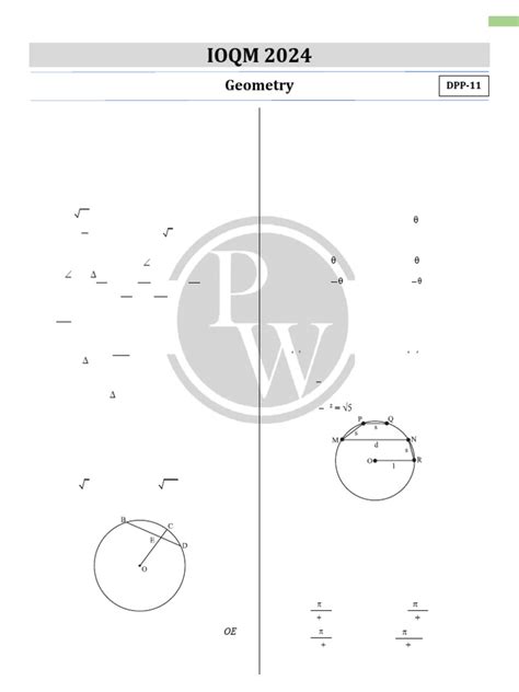 Geometry Dpp 11 Ioqm 2024 Pdf Circle Elementary Mathematics