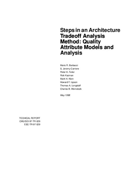 Pdf Steps In An Architecture Tradeoff Analysis Method Quality