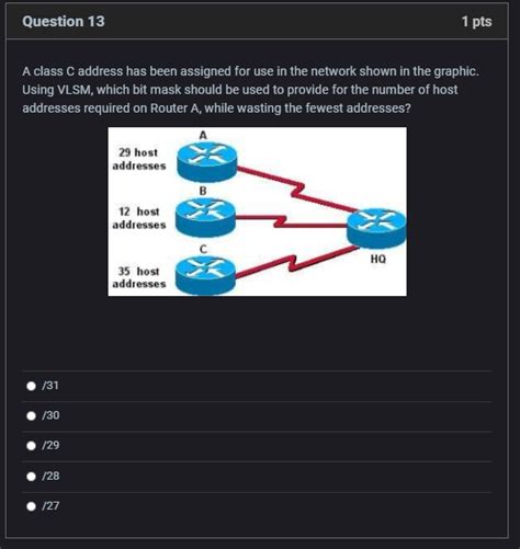 solved question 13 1 pts a class c address has been assigned