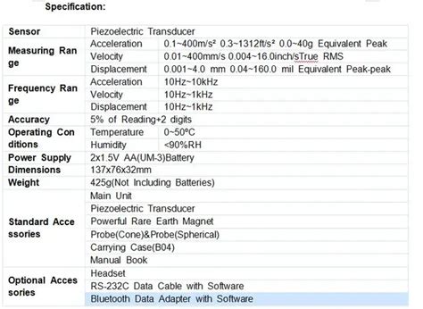 Multifunctional Digital Vibration Meter Vm 6380 3 Axis Piezoelectric Accelerometer Sensor