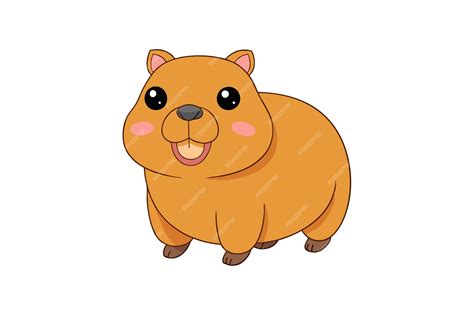 Капибара Векторная иллюстрация Linocut Kawaii Карикатура Клипарт Амп Линейный художественный