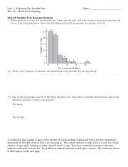 HW 1 9 SOCS And Comparing Docx Unit 1 Exploring One Variable Data HW 1 9 SOCS And