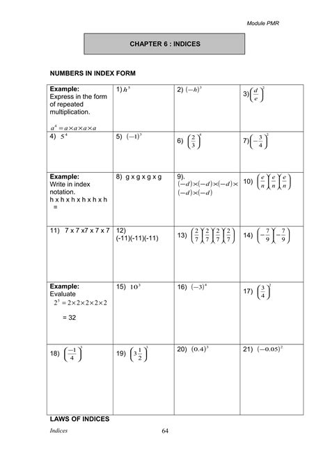 Chapter 6 Indices DOC Physics Science Chapter 6 Indices DOC Physics Science