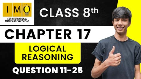 Logical Reasoning Class 8 Chapter 17 Imo Q11 Q25 Youtube