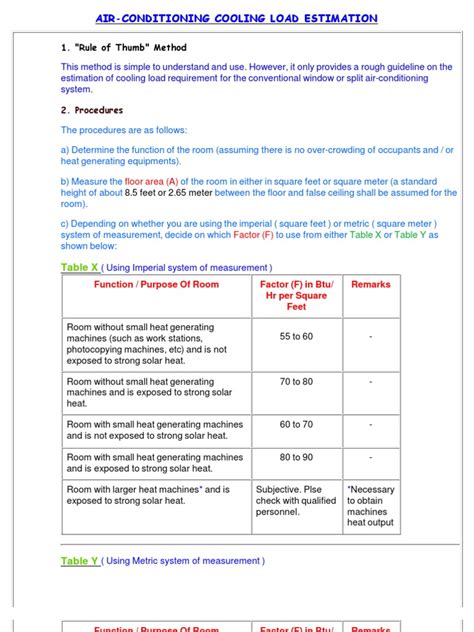 aircon cooling load estimation pdf air conditioning metre