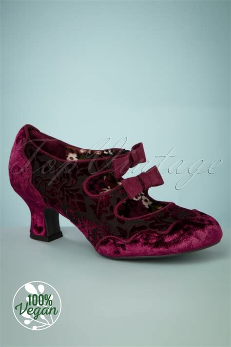 Ruby Shoo 50s Sophia Velvet Pumps In Wine Shop At Topvintage
