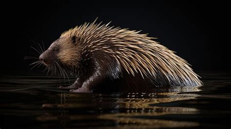 Premium Ai Image North American Porcupine Erethizon Dorsatum In Water
