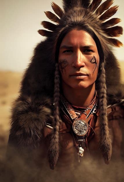 Premium Ai Image Portrait Of A Indian Warrior From The Comanche