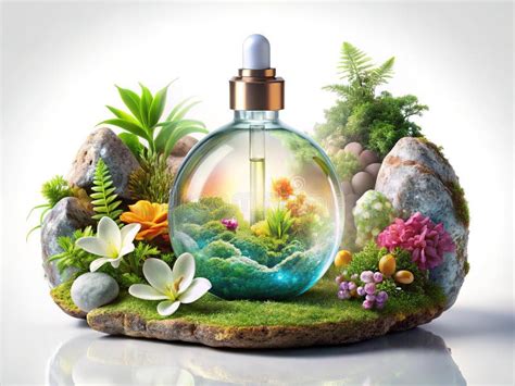 Sustainable Opal Dropper Bottle A 3d Floating Lichen Boulder Tropical Floral Design
