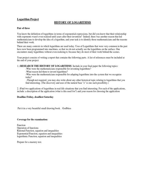 Logarithm Project History Of Logarithms Pdf Logarithm Project History Of Logarithms Pdf