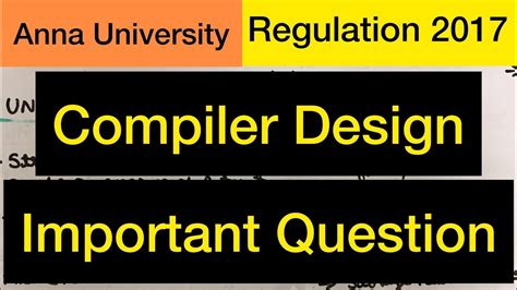 Compiler Design Important Questions Anna University Tamil Youtube