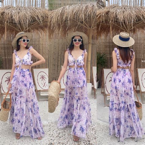 เซท 3 ชิ้น ครอป กระโปรง กางเกงด้านใน ผ้าชีฟองปริ้นลายกุหลาบ สวยมากค่ะ Inspired By The Dress