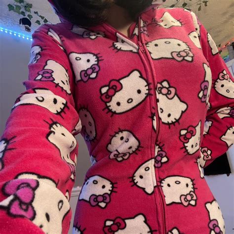 Hello Kitty Onesie 🎀💋 With Footies And Drawstring Depop