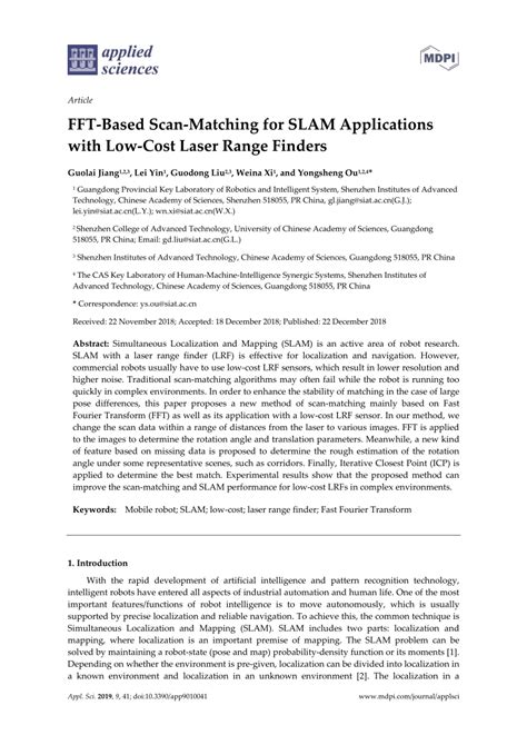 Pdf Fft Based Scan Matching For Slam Applications With Low Cost Laser