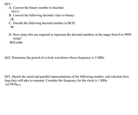 Solved Q1 A Convert The Binary Number To Decimal 10111