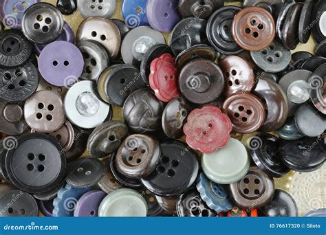 Detail Of The Stack Of Various Buttons Stock Photo Image Of Domestic Household