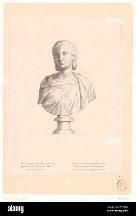 Antique Bust Of Livia Etienne Baudet 1681 Print France Paper