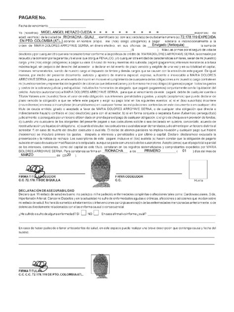 Cedula Y Pagare Migel Erazo Pdf