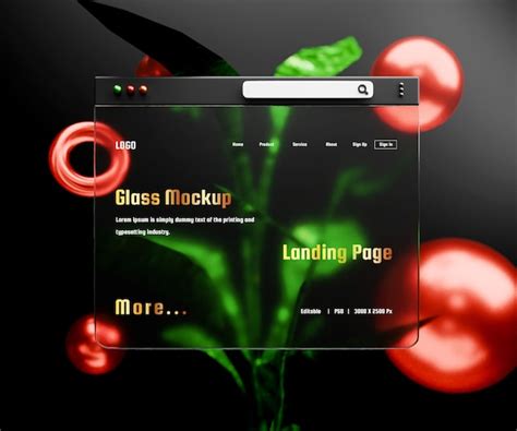 Premium Psd 3d Landing Page Mockup With Glass Morphism Effect Or 3d Web Interface Presentation
