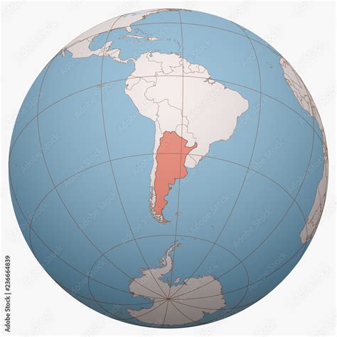 Argentina On The Globe Earth Hemisphere Centered At The Location Of
