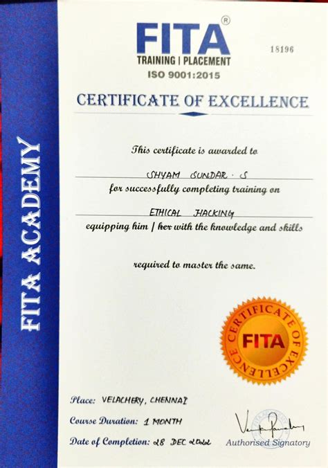 Shyamsundar Selvam On Linkedin Successfully Completed My Ethical Hacking Course In Fita