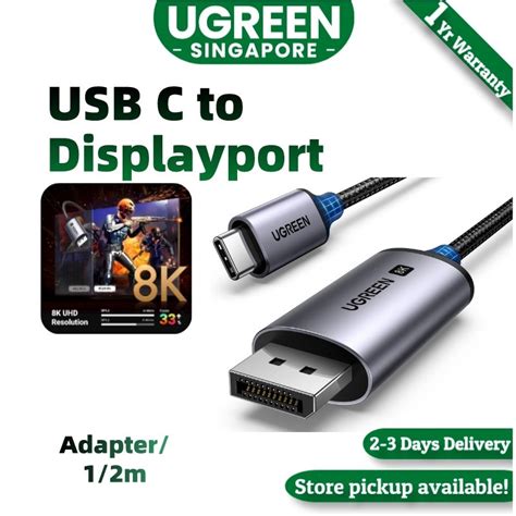 Ugreen 8k60hz Usb C To Displayport 14 Adapter Cable 4k240hz Hdr