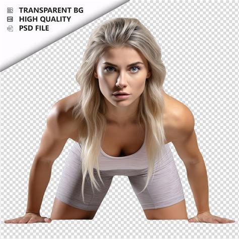 Premium Psd White Woman Gymming Ultra Realistic Style White Backgroun