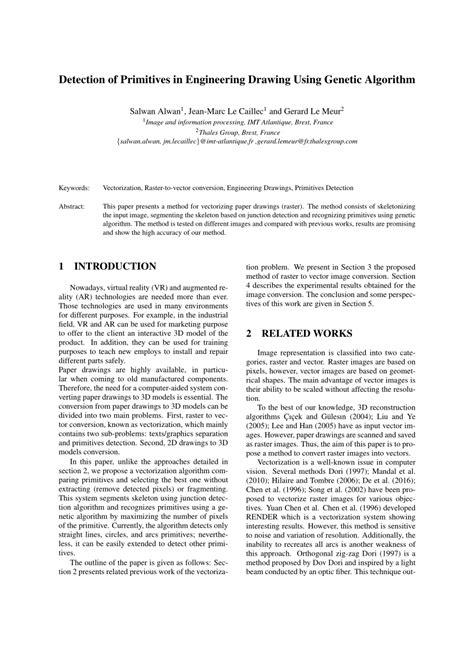 Pdf Detection Of Primitives In Engineering Drawing Using Genetic Algorithm
