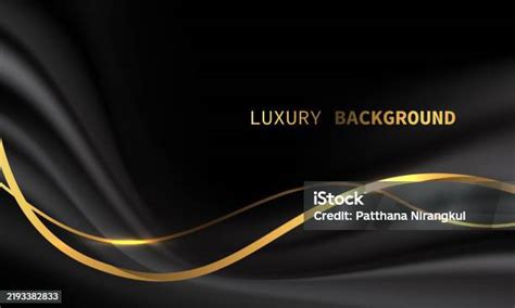추상적 인 검은 직물 새틴 웨이브 골드 라이트 럭셔리 곡선 빈 공간과 겹침 텍스트 장소 디자인 현대 크리 에이 티브 배경 0명에 대한 스톡 벡터 아트 및 기타 이미지