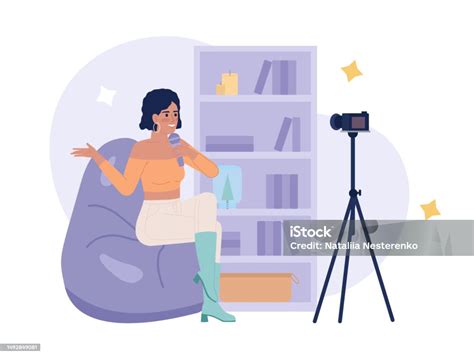 개인 비디오 팟캐스트 2d 벡터 격리 스팟 일러스트레이션 2차 도형에 대한 스톡 벡터 아트 및 기타 이미지 2차 도형 Live Event 개념 Istock