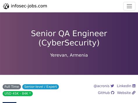 Hiring Senior Qa Engineer Cybersecurity In Yerevan Armenia R