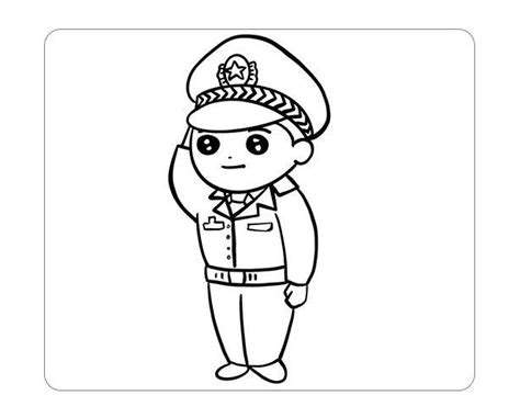 保安简笔画人物 简单 站岗 大山谷图库