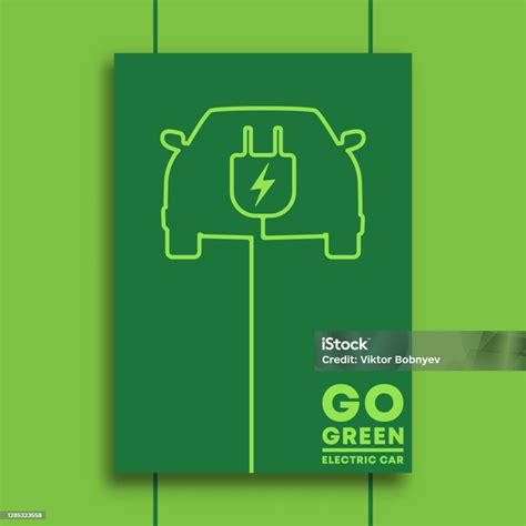 포스터 브로셔 전단지 커버 또는 기타 인쇄 제품에 대한 녹색 및 전기 자동차 타이포그래피 최소한의 디자인을 이동합니다 벡터