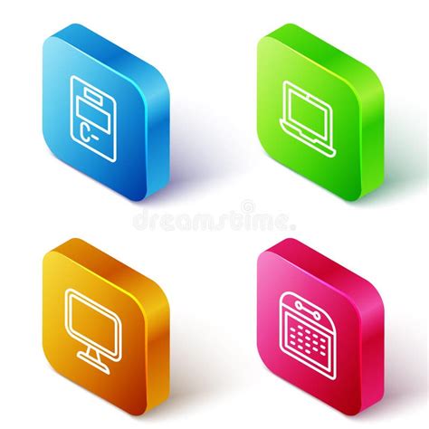 Set Isometric Line Exam Paper With Incorrect Answers Laptop Computer