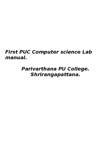 PUC CS Lab Manual C Programming Exercises And Solutions Studocu