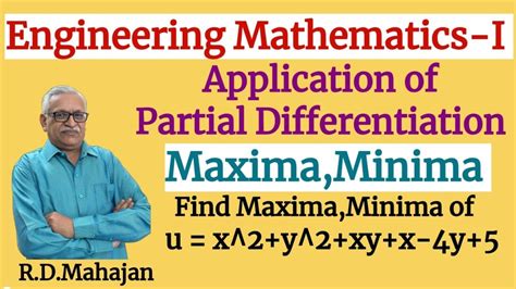 Maxima Minima Of Function Of Two Independent Variables Youtube