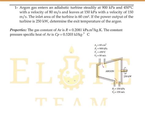 Solved 1 Argon Gas Enters An Adiabatic Turbine Steadily At