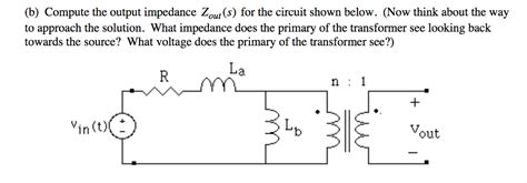 Solved B Compute The Output Impedance Z Out S For The Chegg