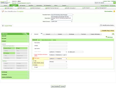 active directory account re provisioning templates admanager plus