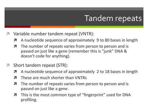 Variable Number Tandem Repeats