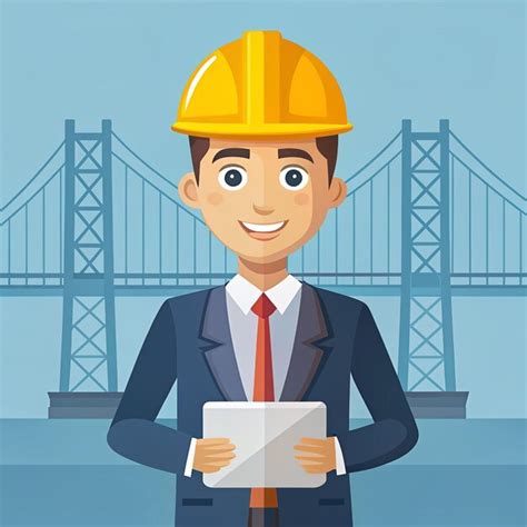 Flat Style Bridge Engineer Vector Character Illustration Premium Ai