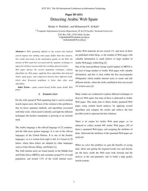 Pdf Detecting Arabic Web Spam