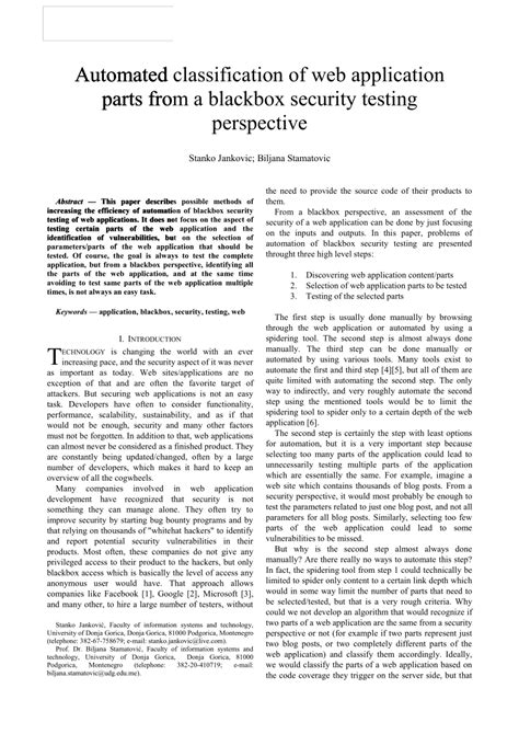 Pdf Automated Classification Of Web Application Parts From A Blackbox