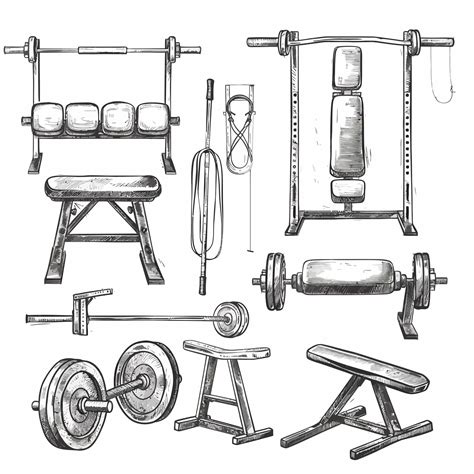 Premium Vector Vector Sketch Of Gym Aerobics Powerlifting Equipment